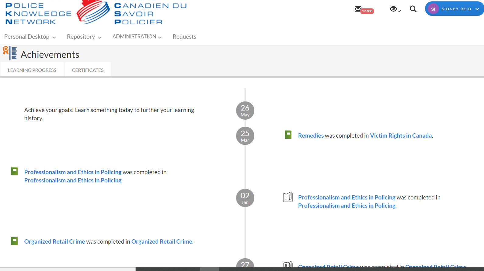 Certificate Update in LMS – Canadian Police Knowledge Network