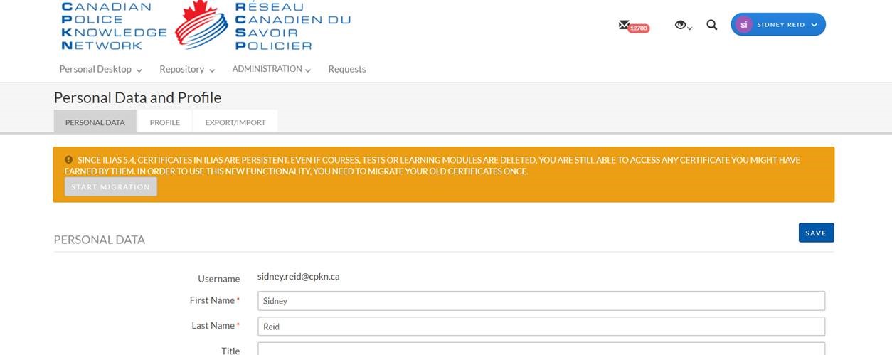 Certificate Update in LMS – Canadian Police Knowledge Network
